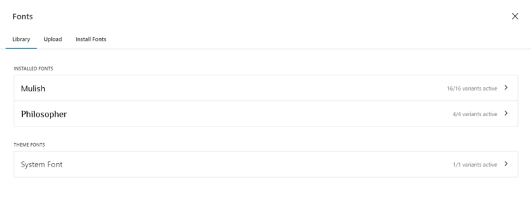 Theme.json typography: Font family - Full Site Editing